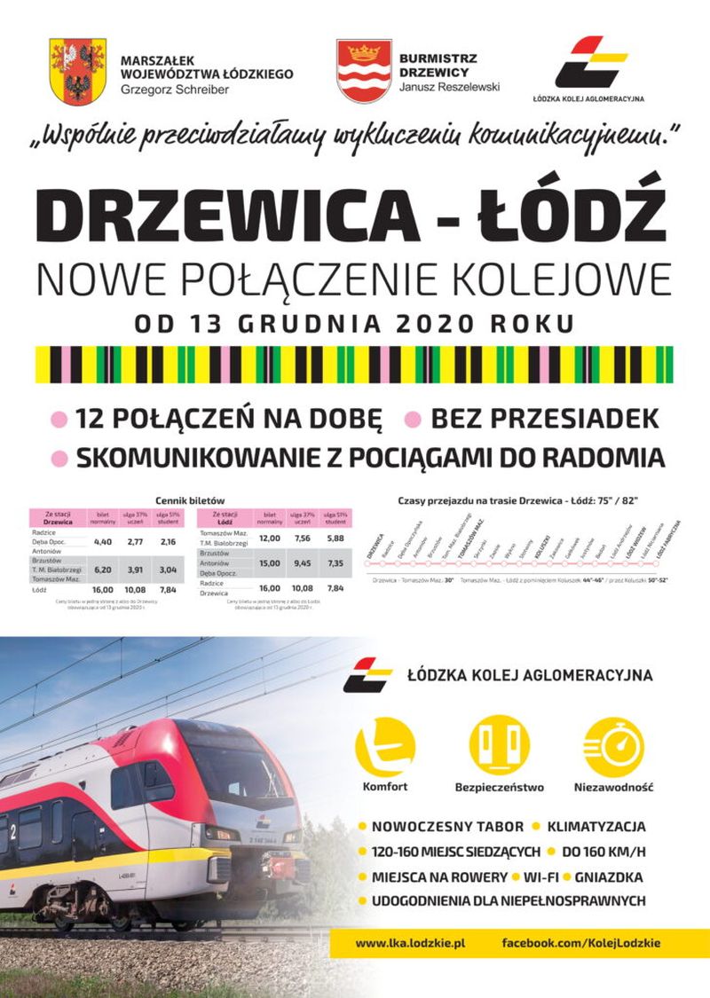NOWE POŁĄCZENIE NA TRASIE ŁÓDŹ – DRZEWICA ŁÓDZKIEJ KOLEI AGLOMERACYJNEJ ... NOWE POŁĄCZENIE NA TRASIE ŁÓDŹ – DRZEWICA ŁÓDZKIEJ KOLEI AGLOMERACYJNEJ ...
